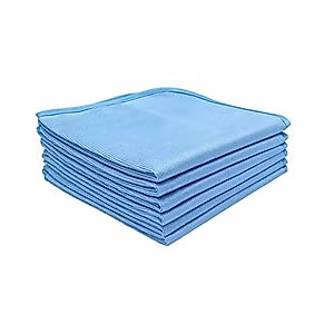 Silver Star Glass & Window Microfiber Cleaning Cloth – Reusable, Soft, Lint-Free, Streak-Free, Scratch-Free (Light Blue, 16" x 16", 6Pack)