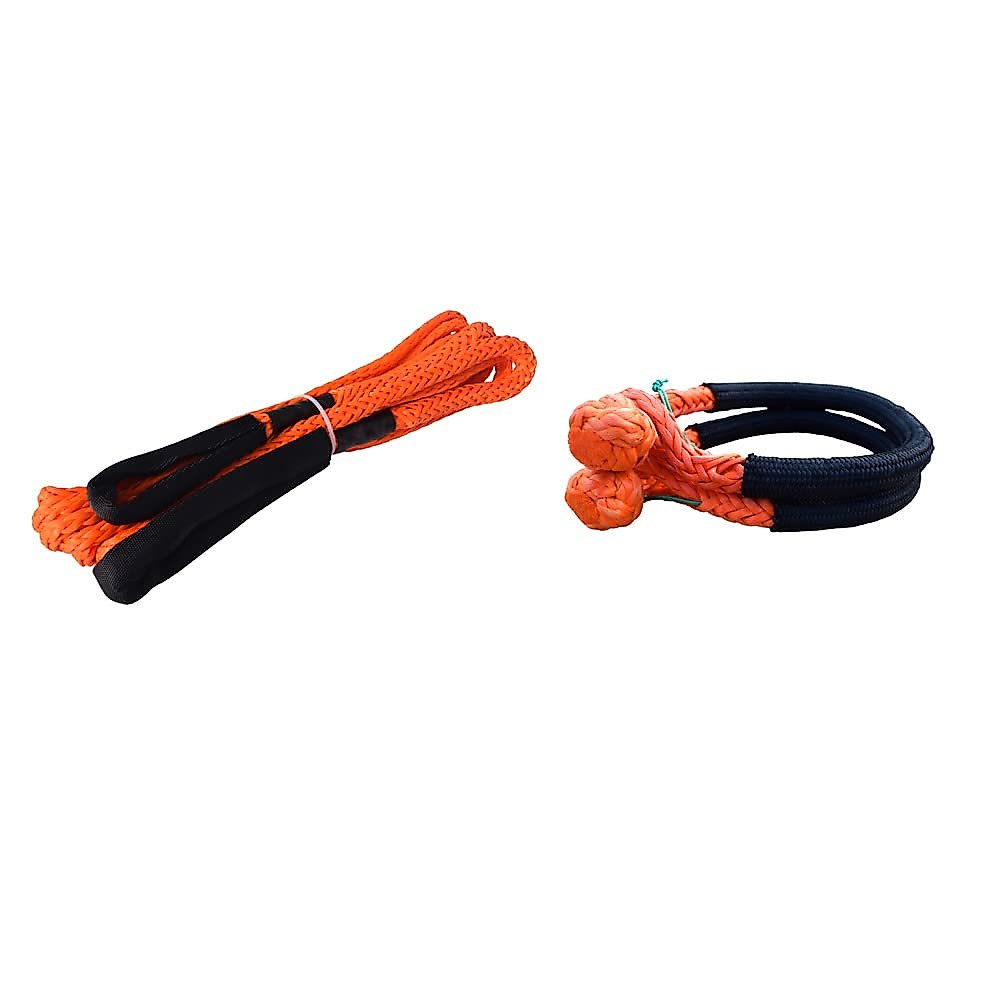 QIQU Car Towing Rope with Pair Soft Shackle to Replace Tow Strap for ATV UTV Car Vehicle Recovery Towing (Orange, 1/2inch*20ft)