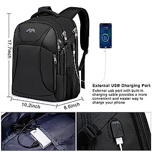 LIBENED School Backpack for Teen, Extra Large 50L Laptop Backpacks for Men Women, Waterproof College Backpack, Travel Mochila with USB Charging Port Fits 17 Inch Computer, Black