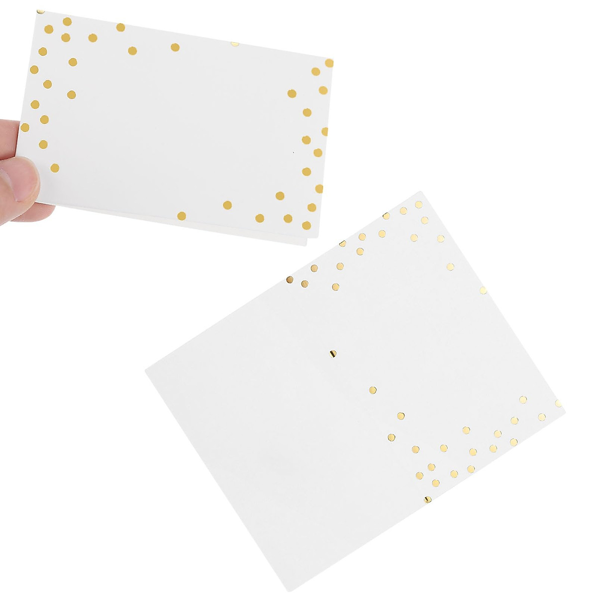 MECCANIXITY 40pcs Place Cards, Line Border Printable Place Name Cards for Table Setting Wedding Dinner Parties Events Reserved Seating, White Gold Dots