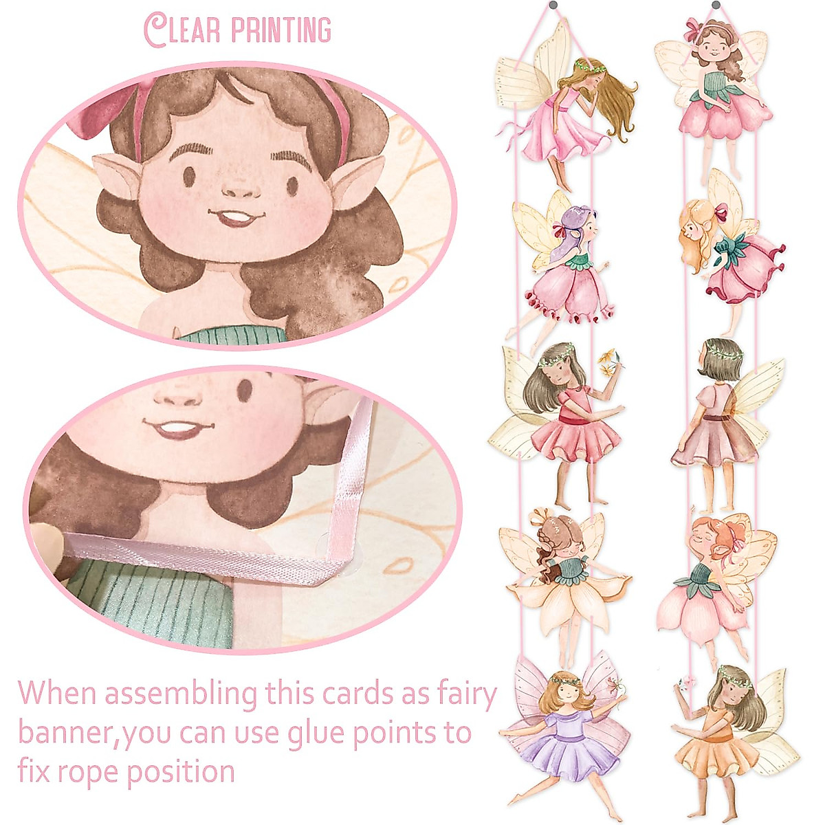 Fairy Party Door Signs Floral Fairies Party Cutout Banner Fairy Hanging Decorations Fairy Garden Birthday Party Banners for Flower Wonderland Baby Shower Supplies