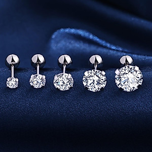 Cubic Zirconia Hypoallergenic Women's Earrings Men's Earrings Women's Earrings Cartilage Fashion Surgical Steel Screw Earrings 5 Pairs