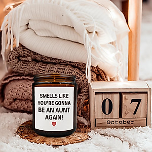 PUHEI Pregnancy Announcement for Aunt Candle, Baby Announcement Mothers Day Candle Gifts for Aunt Sister Auntie, Aunt Sister Gifts, You're Going to Be an Aunt Again Soy Scented Jar Candles