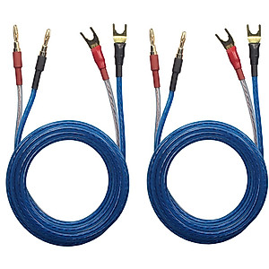 KK YB-ZB 1pair set(4 Spade Plug & 4 Banana Plug) HIFI OFC Speaker Wire, Spade Plug to Pin Type Plug 1.5M(4.92ft)/3M(9.84ft)/5M(16ft), KK YB-ZB (3M(9.84ft))