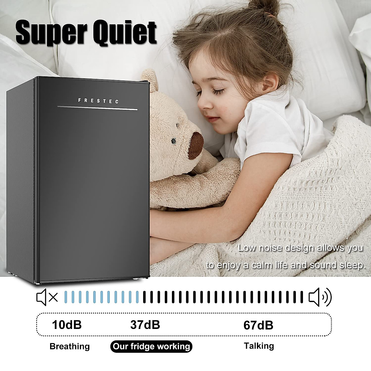 4.5 Cu.Ft Compact Fridge Mini Refrigerator with Freezer Small Refrigerator Auto Defrost,Super Quiet,6 Adjustable Mechanical Thermostat,Energy Saving,LED Inside for Room Dorm Office (Black)