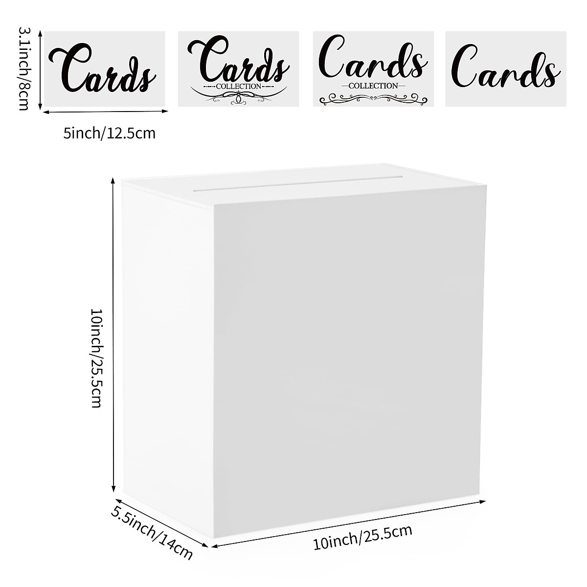 Lemicin White Acrylic Wedding Card Box, Large DIY Card Box Blank No Print for Wedding Reception, Graduation Party, Bridal Shower, Keepsake Party Favor, Cosmetic Home Decor (10 x10 x 5.5 Inch)