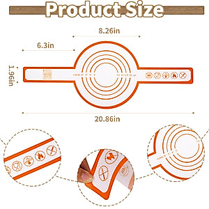 2 Pcs Silicone Baking Mat for Dutch Oven Bread Baking, 8.3 In Circular Bread Baking Mat with Long Handle to Turn Dough Easily, Reusable, Easy to Clean (Orange+Blue)