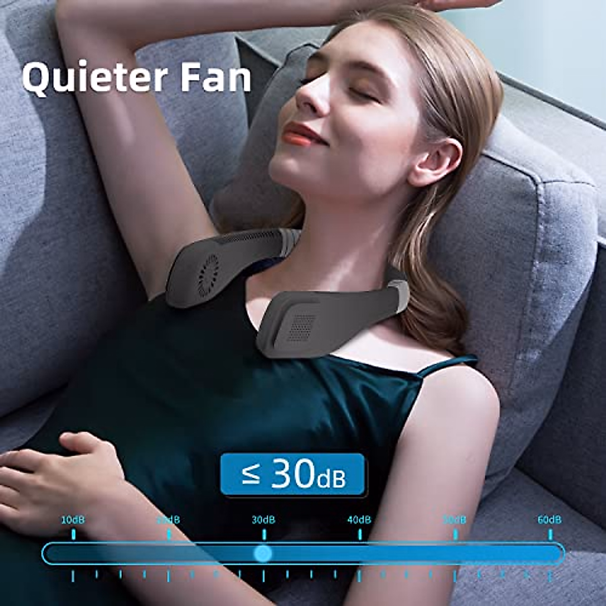 ailyfu Portable Neck Fan, Personal Fan Bladeless Fan, 3 Speeds Adjustment, Lower Noise, Rechargeable, USB Powered Neck Fan for Outdoor Indoor Use (Black)