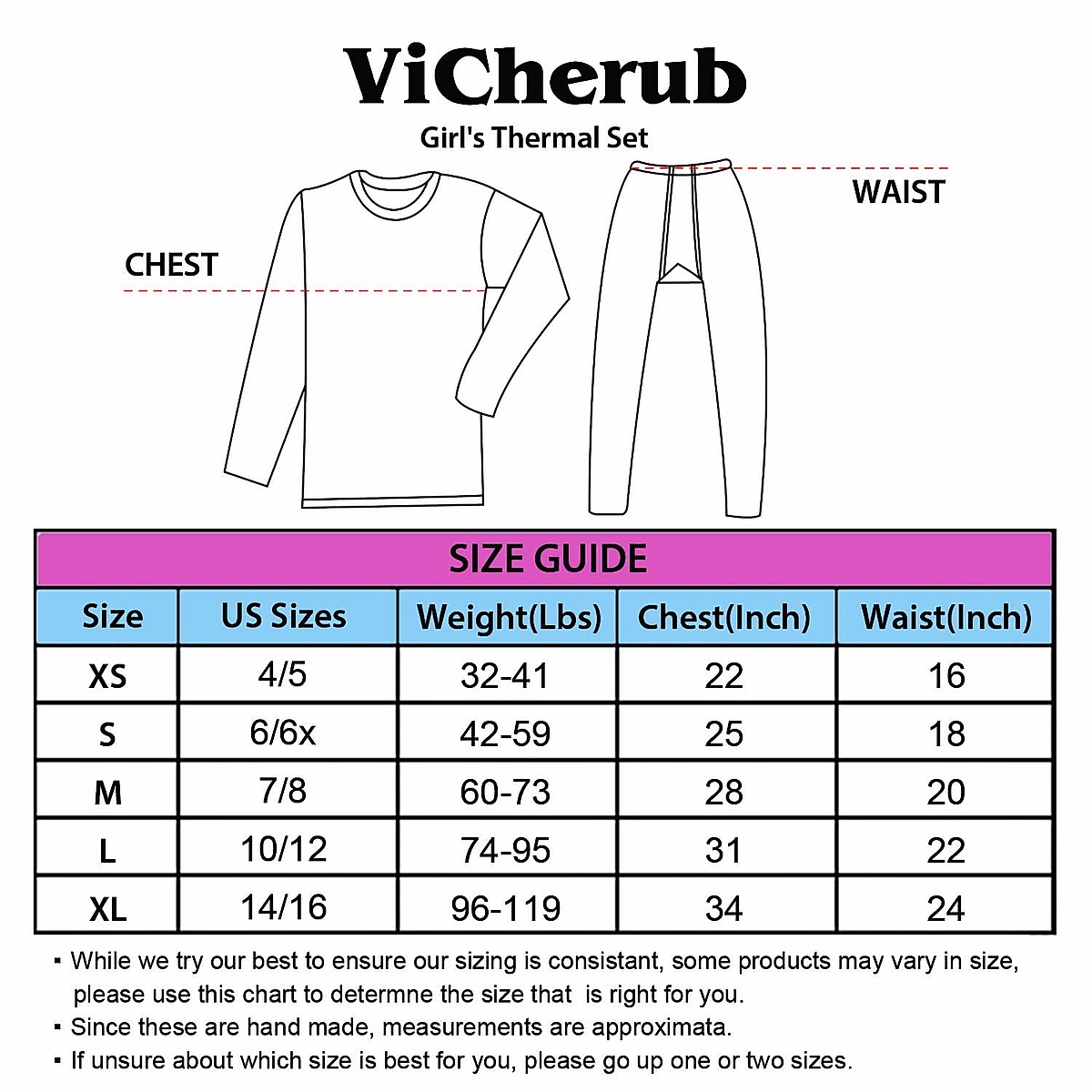 Girls Thermal Underwear Set Kids Long Johns Fleece Lined Base Layer Black Small