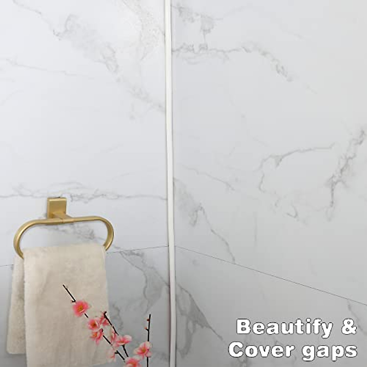 Flexible Quarter Round Molding Trim, 9.8 Ft Caulk and Trim Strips for Floors, Countertops and More, Peel and Stick Self-Adhesive, White