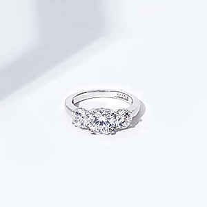Amazon Essentials Platinum-Plated Sterling Silver Round 3-Stone Ring made with Infinite Elements Cubic Zirconia (3 cttw), Size 8 (previously Amazon Collection)