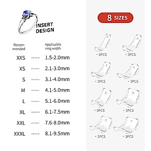 Invisible Ring Size Adjusters Set for Loose Rings,24 Pack-8 Sizes,Ring Size Reducer Spacer Ring Resizer Tightener Ring Guard with Organizer,Assorted Sizes for Any Rings