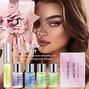 PERMANIA Lash Lift Kit, Brows Lamination Kit, Eyelash Perm Salon Quality, Keep Lashes Curling and Instant Fuller Eyebrows for 8 Weeks
