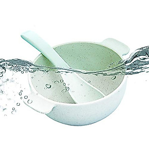 Nicunom 13 OZ Unbreakable Kids Plastic Bowls with Spoons, Reusable Cereal Bowl Wheat Straw Snacks Small Bowl Sets for Baby Kids Toddler, Microwave Dishwasher Safe,