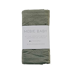 Mebie Baby Olive Stretch Swaddle, Modern and Neutral Swaddle Blanket for Baby Girl or Boy, Soft Baby Blankets, Newborn Swaddle Blanket, 0-3 Month, Comfy Wrap, Baby Essentials & Gifts (47" x 47")