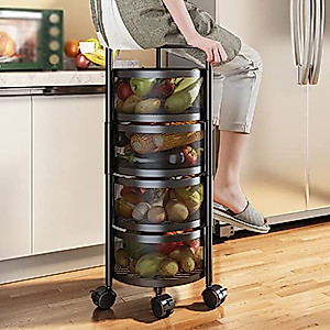 JYDQM Multi-Layer Kitchen Storage Rack Rotating Basket cart Vegetable and Fruit Rack Kitchen Bathroom Storage Rack (Color : E, Size : 90cm*34cm)