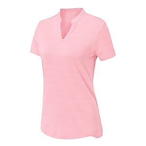 YSENTO Women's Polo Shirts Short Sleeve Quick Dry Moisture Wicking V Neck Golf Shirts Light PurpleL