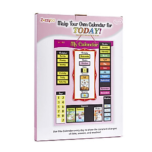 ZazzyKid Magnetic Calendar & Weather Chart for Kids - Preschool Daily Calendar Learning for Days of the Week, Months, Weather & Season Pink