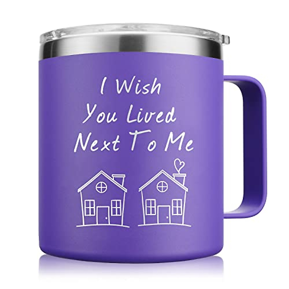 NOWWISH I Wish You Lived Next Door Mug - Birthday Gifts for Women Friendship, Best friend, Long Distance, Female, BFF - Purple