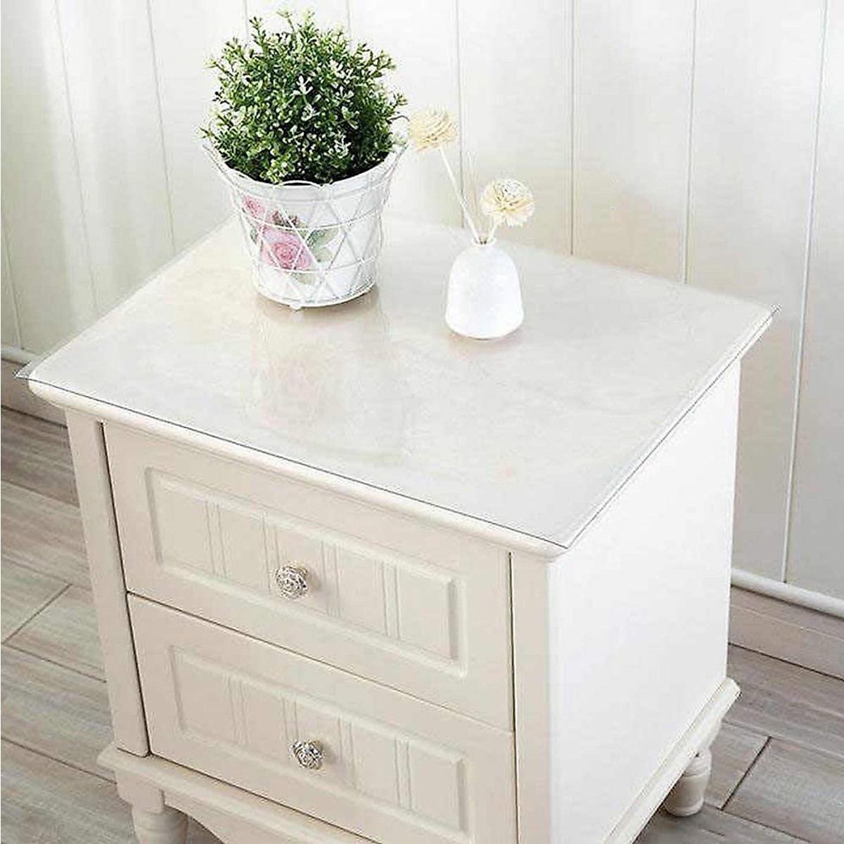 NECAUX Custom Multisize 1.5mm Thick Frosted PVC Table Cover Protector - 10 x 24 Inch Rectangular Plastic Table Cover Desk Pad Mat for Office & Computer Desk/Side Table, 2pcs