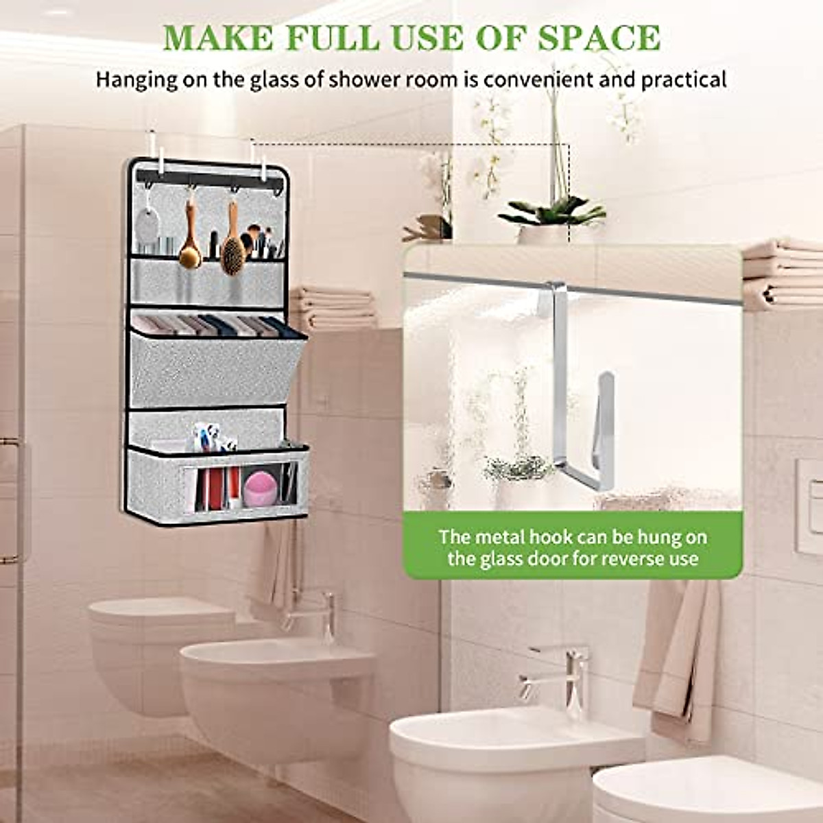 ZAAOEHA Door Hanging Organizer, Over Door Hanging Organizer Storage, Behind The Door Storage Organizer with Door Hook and Large Clear Windows, for Cosmetics, Toys and Sundries (1 Pack)