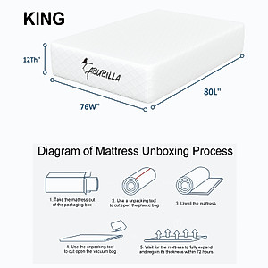LIYIH 12 Inch King Mattress, King Size Mattresses,Room Mattress,Foam Mattress,Improve Back Pain, Individually Boxed,CertiPUR US Certified【New Version】