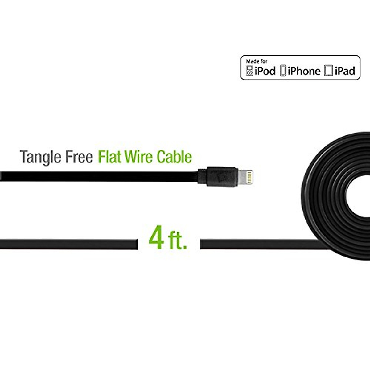 iIPhone Charging Cable, iPad Charger Cord, Lightning to USB-A Cable Compatible for Apple iPhones, iPads, iPods (MFI Certified) - 4 feet by Cellet