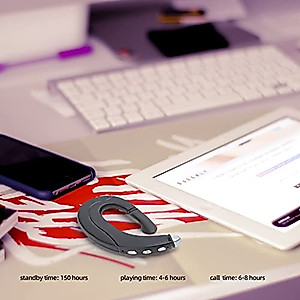 KAILIDE Ear Hooks Bluetooth Headset, Single Ear Bluetooth 5.0 Headset with Noise Canceling Mic Hands-Free Earpiece Painless Headphones Business/Office