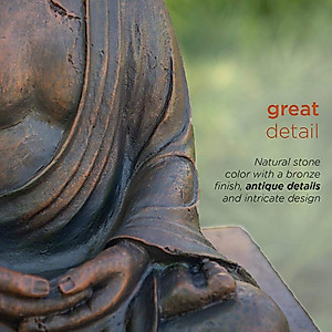 Alpine Corporation 15" Tall Indoor/Outdoor Meditating Buddha Statuary Décor