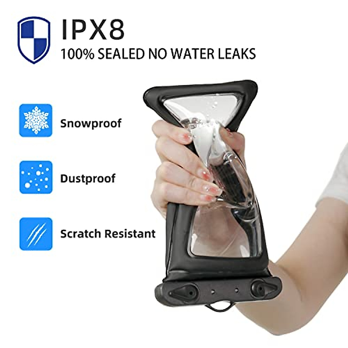 Joyexer Universal Cellphone Waterproof Pouch Dry Bag Underwater Phonne Case for iPhone 13 12 Pro Max 11 Pro Max 13 Mini Xs Max XR X 8 7 6, Galaxy S20 Ultra S10 Note10 up to 7",Black