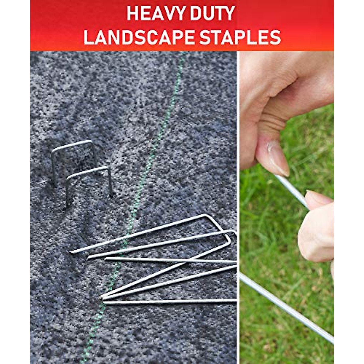 Decorlife 100-Pack Landscape Staples, 6-Inch 11 Gauge Galvanized Garden Staples with Sharp Ends, Anti-Rust & Heavy-Duty, Ideal for Anchoring Weed Barrier Fabric, Irrigation Line