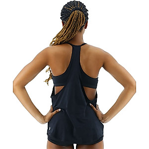 TYR Women's Standard Shea 2 in 1 Tankini Top for Swimming, Yoga, Fitness, and Workout, Black, Small