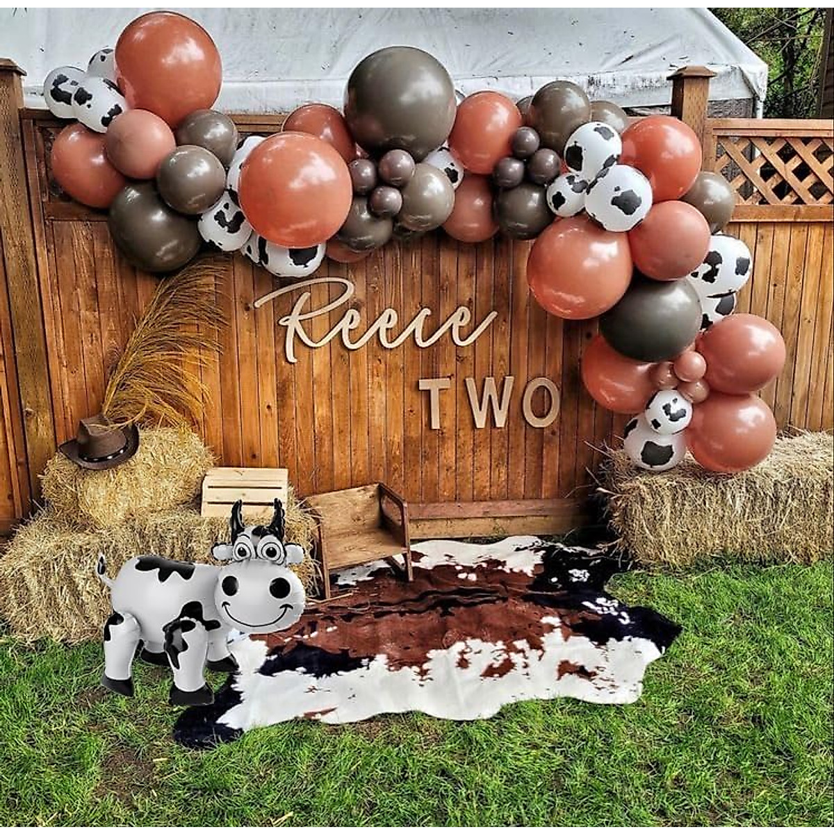 3D Cow Balloon for Western Cowboy Party Decorations,Cute Self Standing Cow Balloons for Western Cowgirl Theme Birthday Party Favor Supplies Decor
