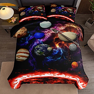 Bodhi Kids Twin Comforter Set,Colorful Space Comforter Set,Rainbow Colors Kids Boys Girls Planet Comforter,Boys Twin Bedding Set,Galaxy Comforter Bedding with Pillowcase