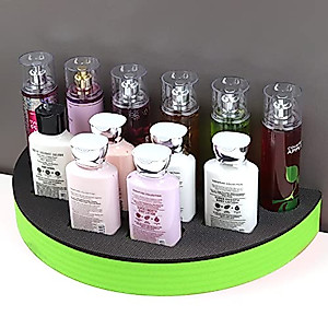Polar Whale Lotion and Body Spray Stand Organizer Half Circle Large Tray Green Black Durable Foam Washable Waterproof Insert for Home Bathroom Bedroom Office 16.5 x 8.5 x 2 Inches 12 Slots