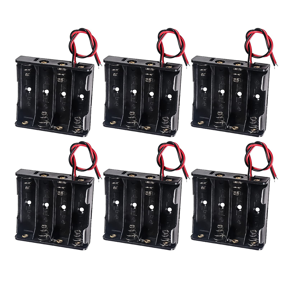 6pcs 4 AA Battery Holder 4 x 1.5V (6V) AA Battery Case Holder Box with Wires 4 AA Battery Holder with Wires