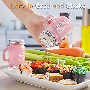 Pink Salt and Pepper Shakers Set - Pink Kitchen Accessories - Pink Kitchen Decor - 4 oz Glass Salt and Pepper Set for Cooking Table, RV, BBQ, Easy to Clean & Refill