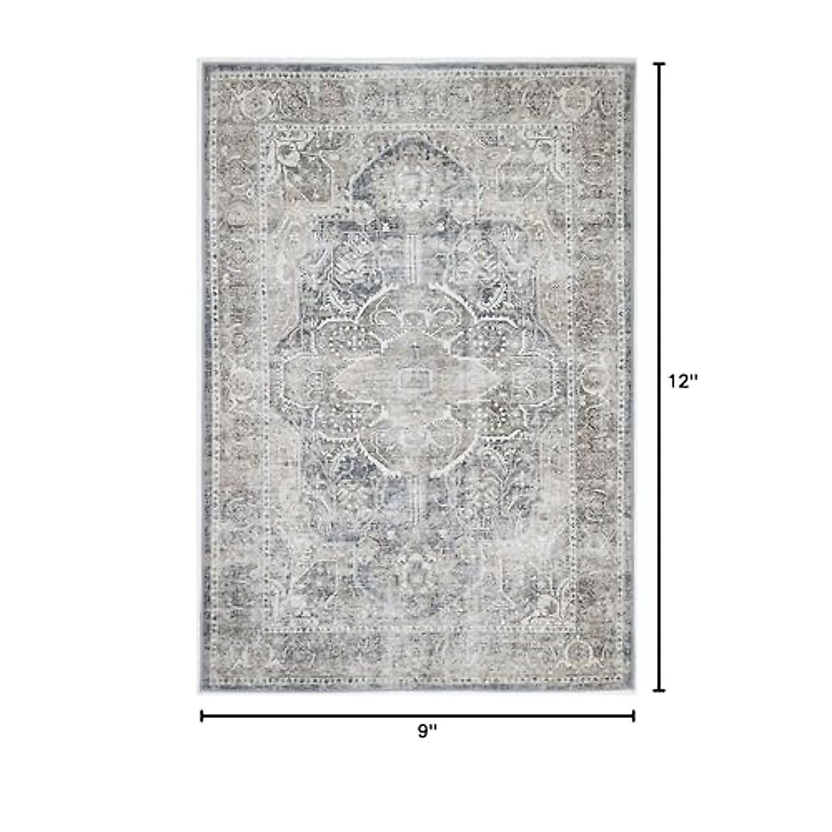 The Rug Collective Machine Washable Area Rugs 9x12 Living Room- Distressed, Vintage, Premium Recycled Cotton | Fade & Stain Resistant, Pet & Kid Friendly, Eco Friendly, Non-Shed, Non-Slip | Kendra Ash