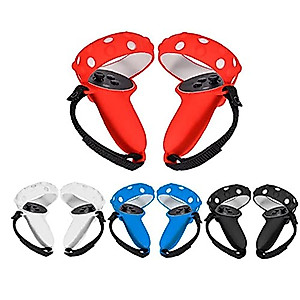 VR Controller Cover Compatible with Oculus Quest 2 Protective Ring Cover Silicone Handle Cover Grip Cap for Headphones White 1 Pair Game Component