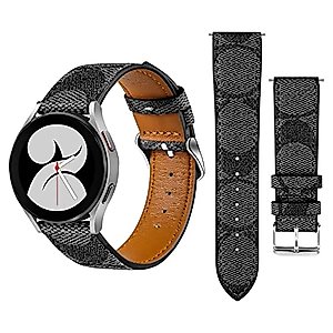 Leather Bands Compatible with Samsung Galaxy Watch 5/4 40mm 44mm/Watch 5 Pro 45mm/Watch 4 Classic 42mm 46mm, 20mm Luxury Retro Leather Straps for Galaxy Active 2 40mm 44mm/Watch 3 41mm Women Men