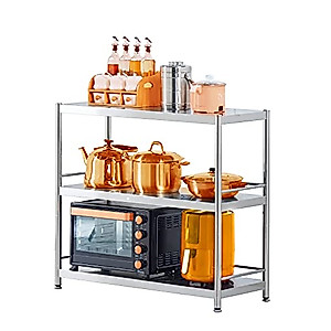 susunnus Stainless Steel Shelves 3 Tier Storage Shelves for Kitchen Garage Shelves Heavy Duty Shelving Metal Shelving Units and Storage Kitchen Industrial Storage Rack