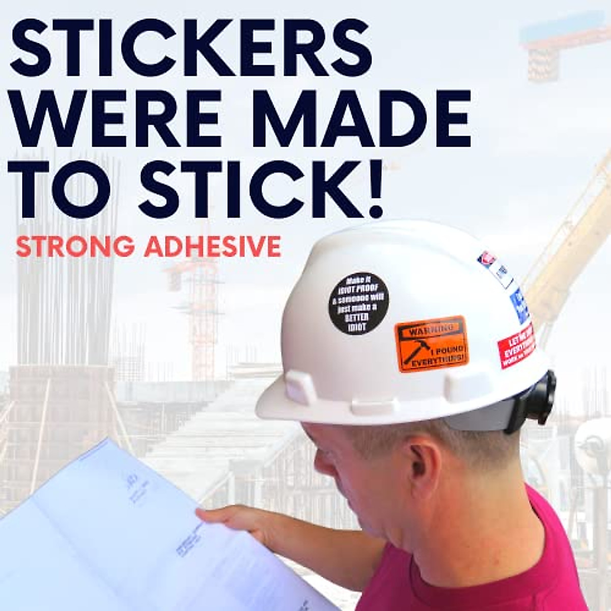 10-Pack of Funny Hard Hat Stickers. These Vinyl Decals are Awesome, Funny, Badass, and Cool. Best for Adult Men and Women. All are a Must Have Hardhat Accessory for Construction Workers, Union, etc.