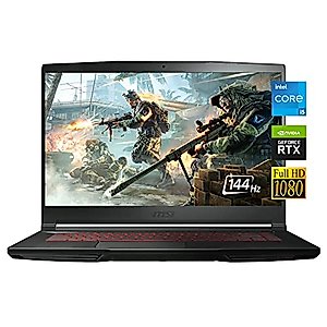 MSI GF63 Thin Gaming Laptop, 15.6'' FHD 144Hz IPS Display, 11th Gen Core i5-11400H（Beats i7-10750H）, GeForce RTX 3050 4GB, 32GB RAM,1TB SSD, USB-C,HDMI, RJ45, WiFi 6, Win 11,Black (11UC-692US)