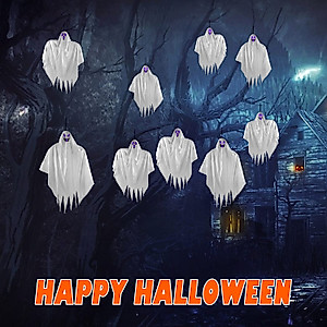 27.5” Halloween Hanging Ghosts Glow in The Dark for Halloween Party Decoration (3 Pack), Cute Flying Ghosts for Front Yard Patio Garden Tree Lawn Party Halloween Holiday Hanging Decorations
