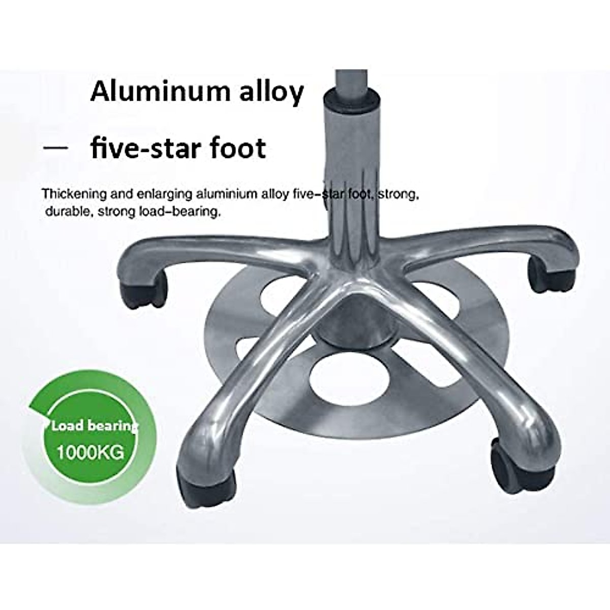 Rolling Swivel Stool Saddle Chair Stool on Wheel， Nail Stool with Blue PU Synthetic Leather Seat， Adjustable Height 43- 55 cm， Supported weight 160 Kg， Adjustable Swivel Rolling Stool for Breakfast Co