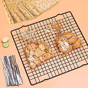 Bosose 100 Pcs 5"X 7" Star Goodie Bags Gift Wrap Cello Cellophane Treat Bags Party Favor Bags Clear Candy Cookie Bags Plastic Poly Goodie Storage Bags with Twist Ties for Bakery,Birthday, Wedding
