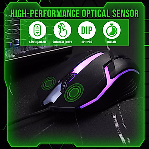 Sratte 30 Pack Black USB Wired Mouse Bulk 1200 DPI RGB Optical Computer Mouse 3 Button 7 Color LED Backlit Wired Ergonomic USB for Gaming Office Desktop Laptop Gamer Computer