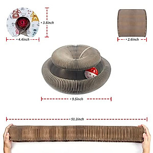 Magic Organ Cat Scratching Board, 2PC Cat Toys, Interactive Scratch Pad Cat Toy with Toy Bell Ball, Stretchy Cat Accordion Toy for Kitty & Cat Lovers Gifts (2PCS)