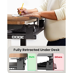 ErGear Keyboard Tray Under Desk, Corner Keyboard Tray with 45° Adjustable C Clamp for L Shaped Desk, Under Desk Keyboard Tray Slide Out, Computer Keyboard & Mouse Tray, 26.38" W x 11.61" D, Black