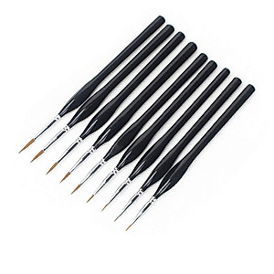 Dylviw 9 Pieces Fine Tip Detail Painting Brushes Miniature Paint Brushes Kit Mini Thin Tiny Paint Brush Set for Acrylic, Watercolor, Oil, Face, Nail, Scale Model Painting, Line Drawing